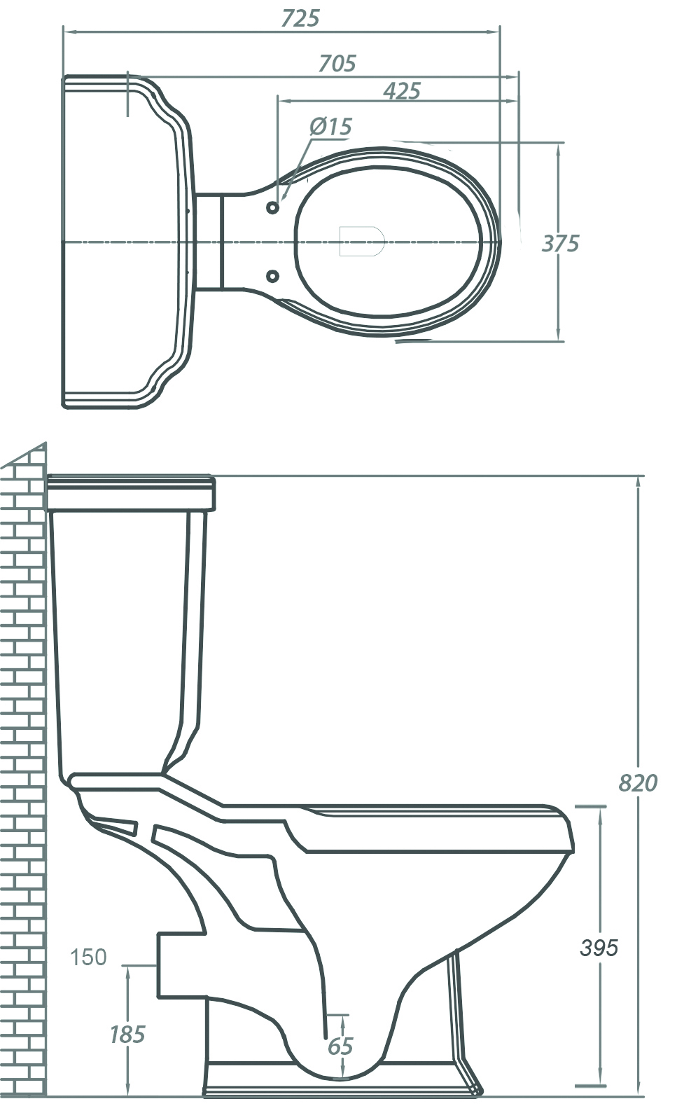 Classic Nouveau Close Coupled Pan with Lever Cistern & Fittings ...