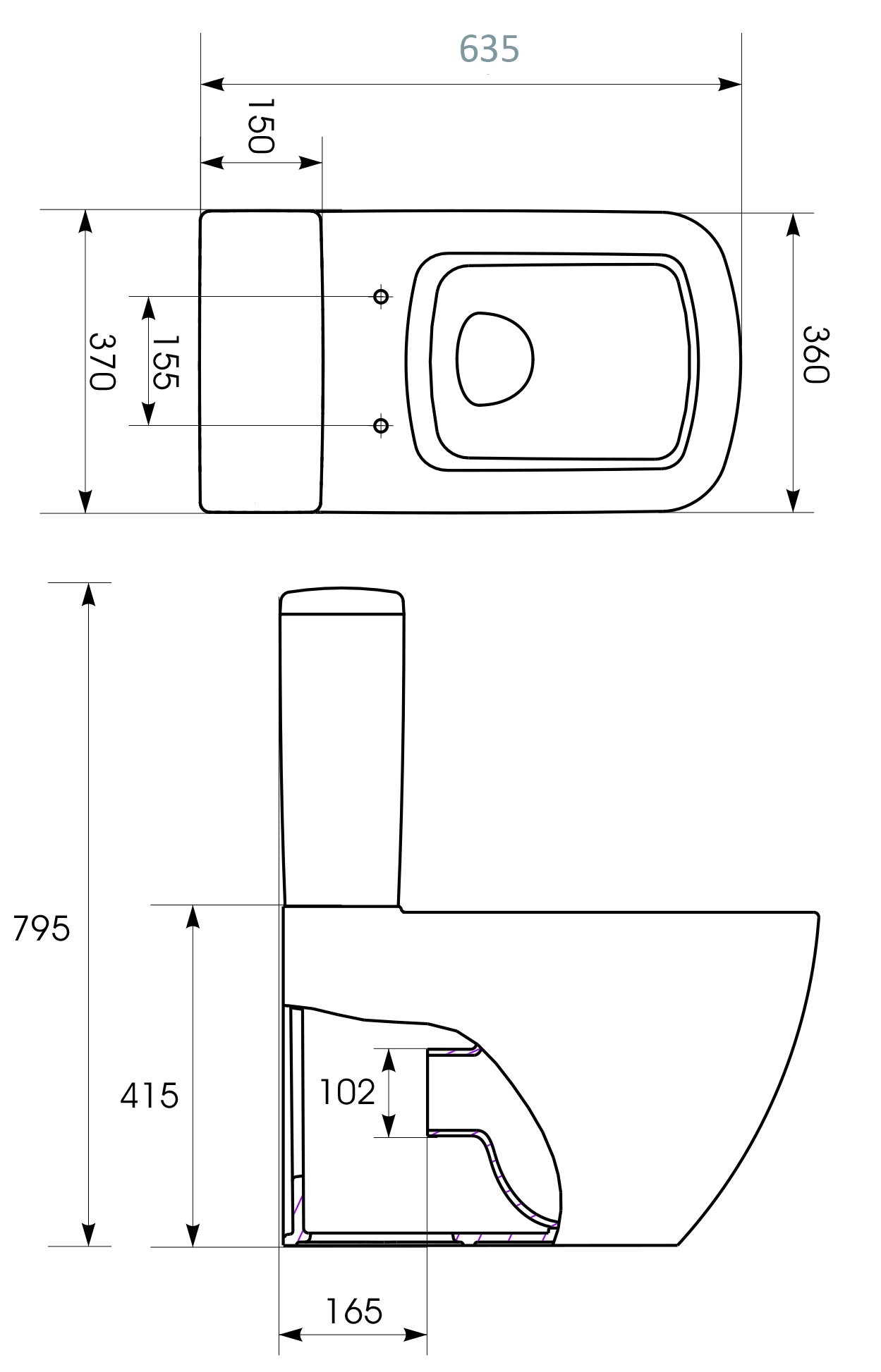 Metropolitan WC with Square Cistern Option - Plumleys Plumbing Merchant