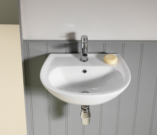Ebony ‘D’ Shaped Cloakroom Basin (1TH Only) - Plumleys Plumbing Merchant